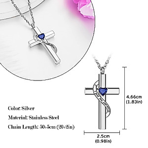 XIUDA Cross Cremation Jewelry for Human Ashes Stainless Steel Urn Necklace for Ashes Memorial Cremation Ashes Necklace for Women Men