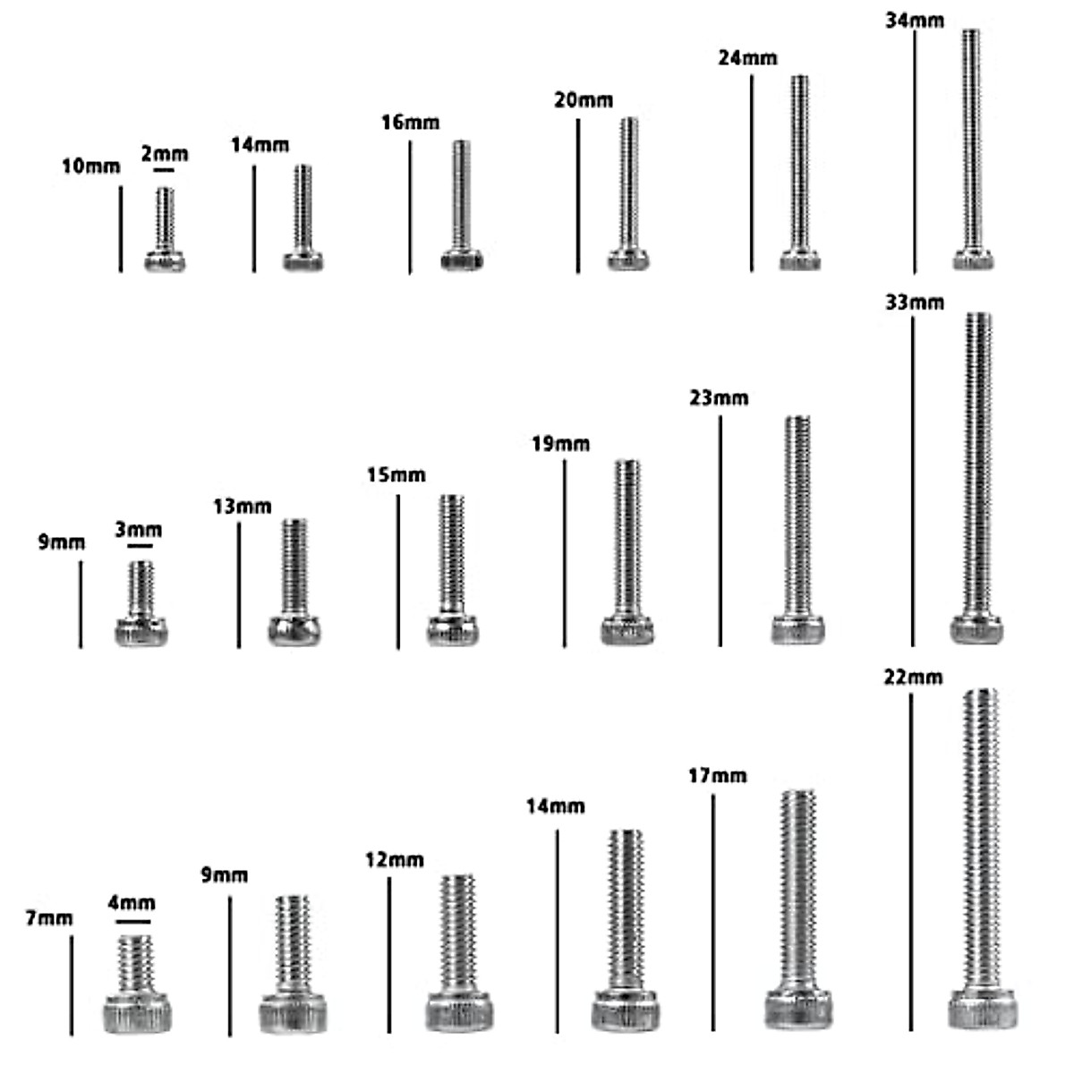 Canitu 1200PCS Metric Screw Assortment Kit,M2 M3 M4 Assorted Bolts and Nuts Kit Screws Nuts and Washers Hex Socket Head Cap Machine Screws for Home Projects (1200Pcs Hex Socket Head Cap Screw)