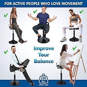 G-PACK PRO Standing Desk Chair – Ergonomic Comfortable Height Adjustable Active Stool - Swivel Sitting Balance Portable Chair - Encourage Good Posture (Black)