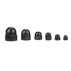 Dome Nut, 70Pcs Black White (Optional) Nylon Dome Head M3 M4 M5 M6 M8 M10 Hex Nuts Acorn Nut Kit, with Plastic Box(black)