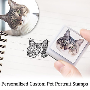 Personalized Pet Self-Inking Stamps,Custom Pet Photo Portrait Stamps for Cats Dogs,Rubber,Square,Funny Gift for Animal Lovers
