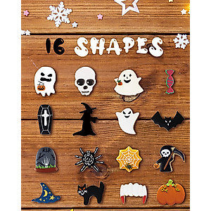 16 Pcs Halloween Cookie Cutters Halloween Set with Decorating Instructions Stainless Steel Pumpkin Witch Hat Cat Bat Skull Ghost Candy Coffin And More