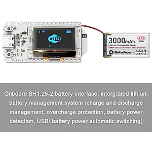 MakerFocus ESP32 OLED WiFi Kit V3 Integrated WiFi Bluetooth 2.4GHz PCB Antenna CP2102 Development Board with 0.96-inch OLED Display for Arduino Intelligent Scenes