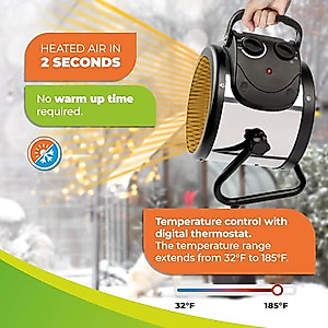 Bio Green PAL 2.0/US Palma BioGreen Basic Electric Fan Heater for Greenhouses, 2 Year Warrenty, 11 x 8 x 12.5" / 280 x 195 x 315 mm