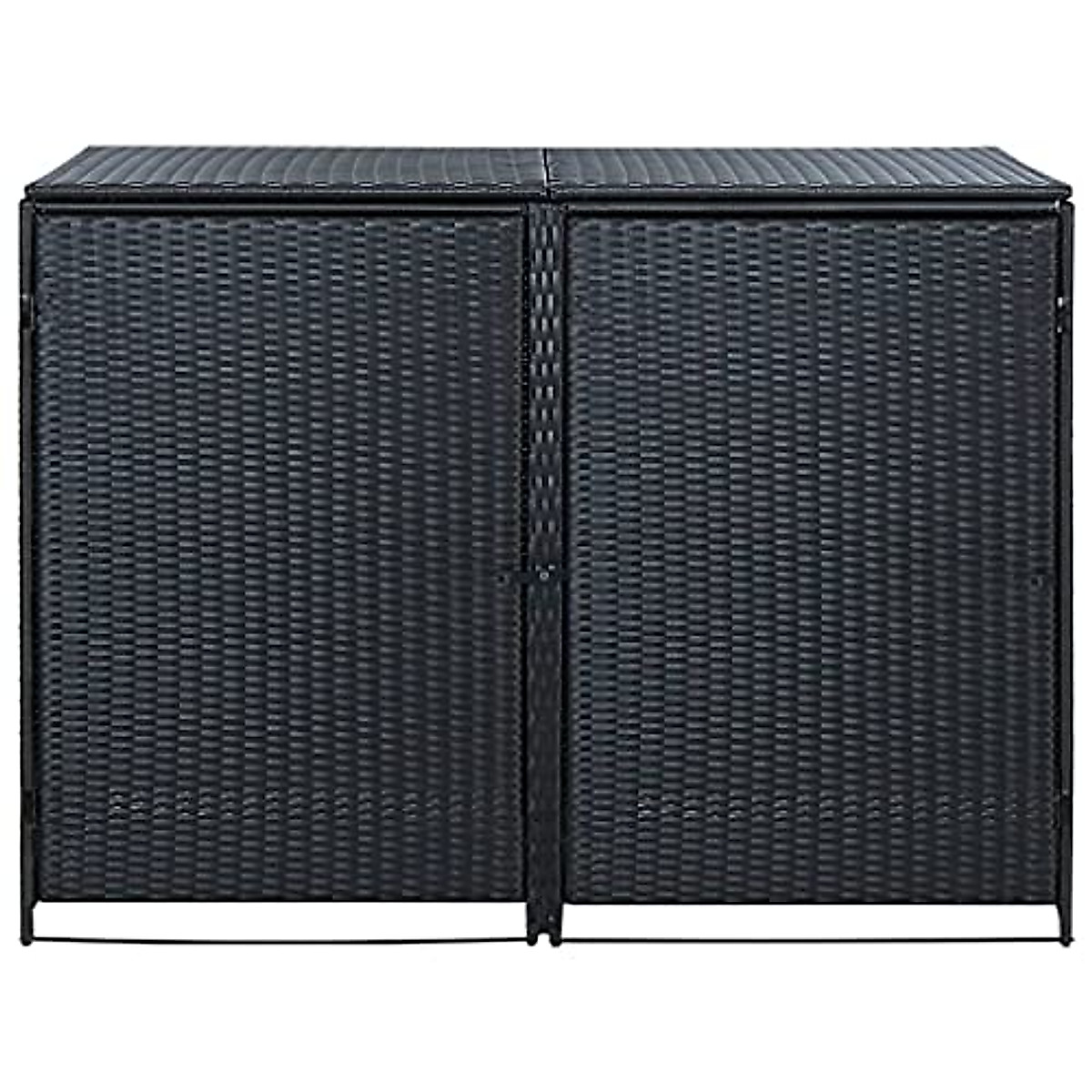 Outdoor Wheelie Storage Shed for Garbage, Garden Tools, Fire Wood, Bin Shed Poly Rattan Black 58.3"x31.5"x43.7"