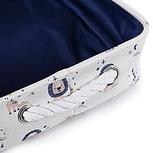 EXPRESSIONS 5 Piece Crib Bedding Set, Safari Includes Reversible Milestone Baby Blanket, 2 Standard Fitted Crib Sheets, Security Blanket & Storage Tote