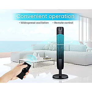 Tower Fan, 42 Inch Portable Oscillating Quiet Cooling Fan with Remote Controlled, 3 Modes and Speed Settings, Built-in Timer LED Display Stand Up Floor Fans Safe for Bedroom, Home Office Use, Black