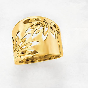 Ross-Simons Italian 14kt Yellow Gold Openwork Floral Ring. Size 9