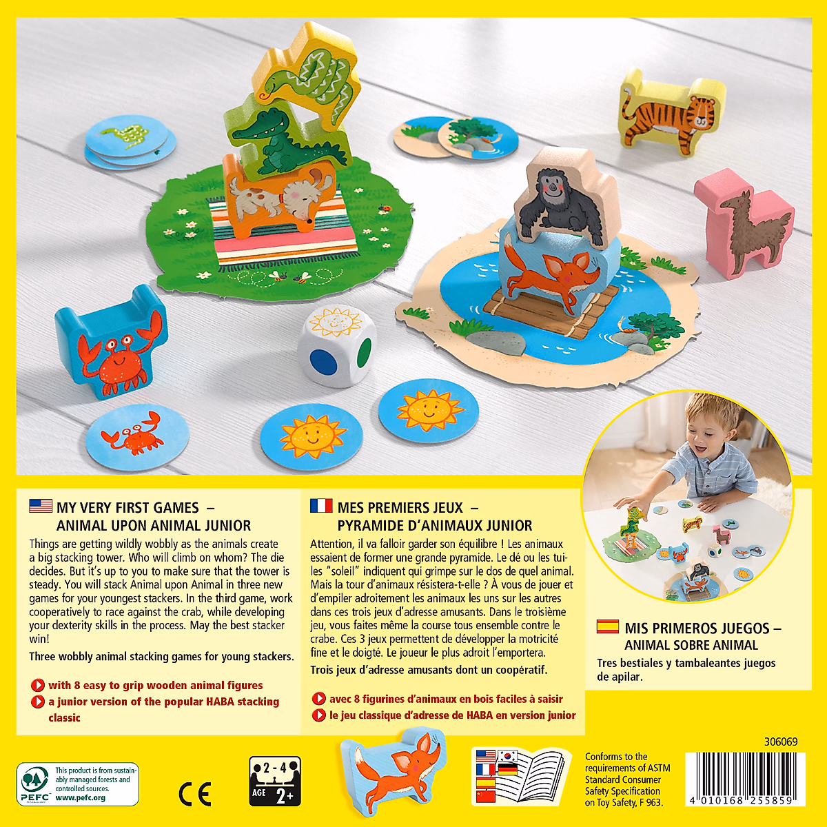 HABA My Very First Games - Animal Upon Animal Junior: Toddler Stacking Game & Toddler Board Games for Preschool Learning Activities & Family Games