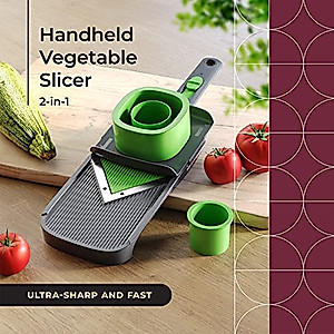 Mueller Handheld Vegetable V Slicer Salad Utensil, Perfect for Salad Zucchini Carrots Onions and All Vegetables, Make Low Carb/Paleo/Gluten-Free Meals, Adjustable Thickness