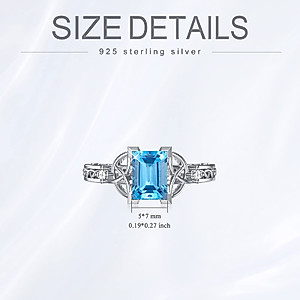 BETHZA 1 Carat Natural Topaz Rings for Women Genuine Blue Topaz 925 Sterling Silver Celtic Knot Promise Ring Jewelry Gifts for Birthday Christmas Valentine's Day Size 7
