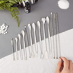 OLYCRAFT 26PCS Stainless Steel Lab Measuring Spatula Set, Micro Lab Scoop/Spoon Mixing Spatula for Gel Cap Filler, Capsule Filler,Laboratory Sampling Equipment