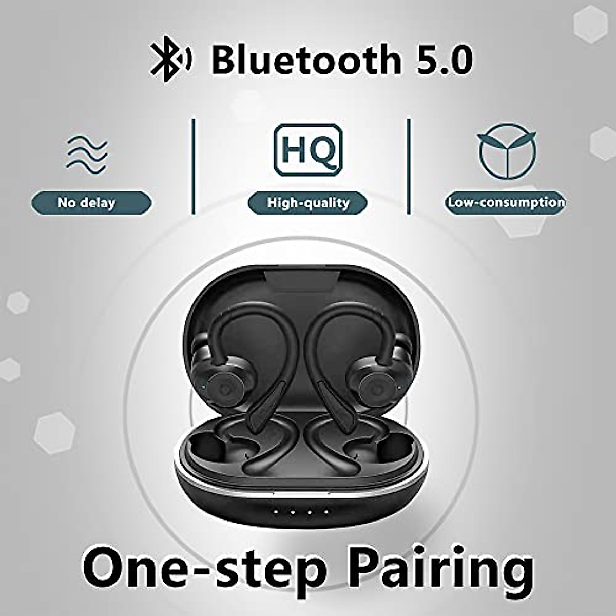 JoxFel Wireless Ear Buds,Bluetooth Running Headphones with Built-in Microphone Deep Bass 36H Playtime in Ear Earbud with Ear-Hooks LED Display IPX7 Waterproof Sport Earbuds for Running Gym Working