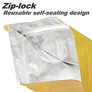 BAAGGNAA 150 Pack Stand up Matte Metallic Ziplock Bags with Clear Front Window Heat-Sealable Resealable Solid Color Pouches for Food Storage Containers Organizer(Gold,5.5 * 7.9 inch,Pack of 150)