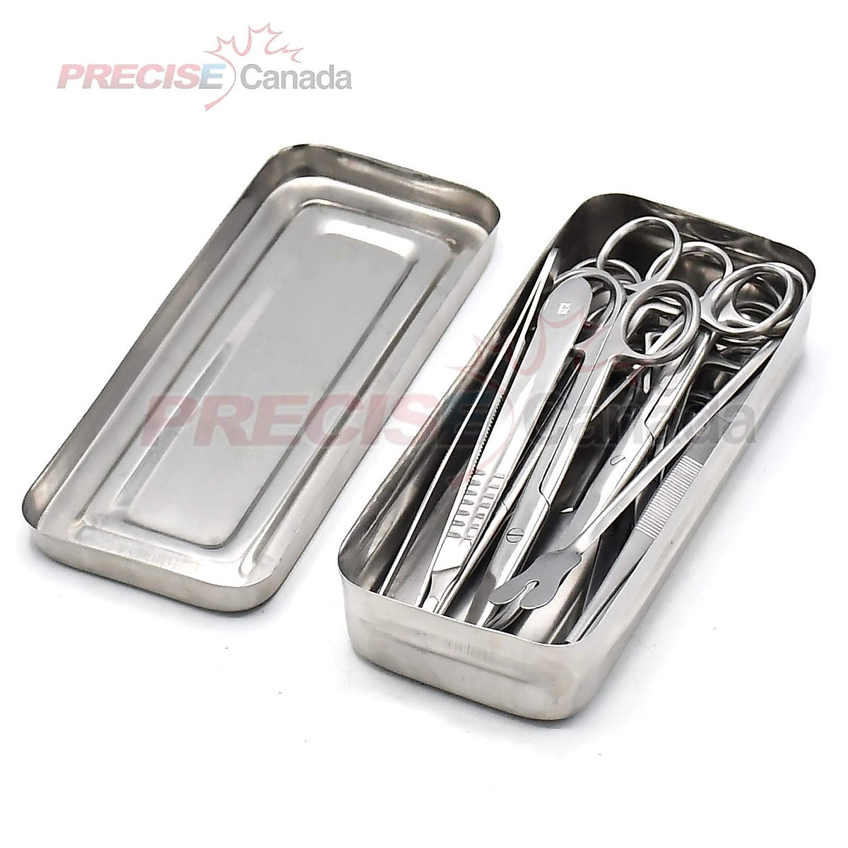 Precise Canada: Set of 13 Pieces Basic Surgi Forceps Scissors Needle Holder Kit Stainless Steel Box Instruments DS-1290