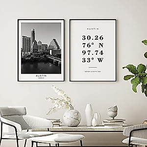 Dear Mapper Austin United States View Abstract Road Modern Map Art Minimalist Painting Black and White Canvas Line Art Print Poster Art Print Poster Home Decor (Set of 3 Unframed) (12x16inch)