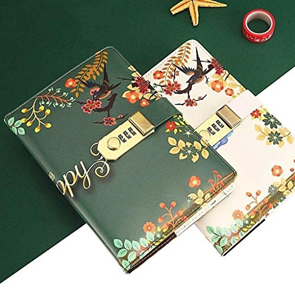 Journal Creative Password Notebook Lock Diary Leather Locking Journal Writing Notebook Digital Privacy Journals Planner Notebook Notepad Diary (Color : White)