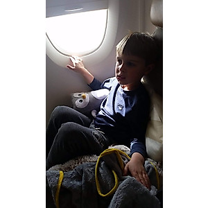 Roamwild Kids Travel Pillow and Travel Blanket Set - 'Tux' Armrest Buddy Transforms Any Armrest Into a Comfy Childs Pillow