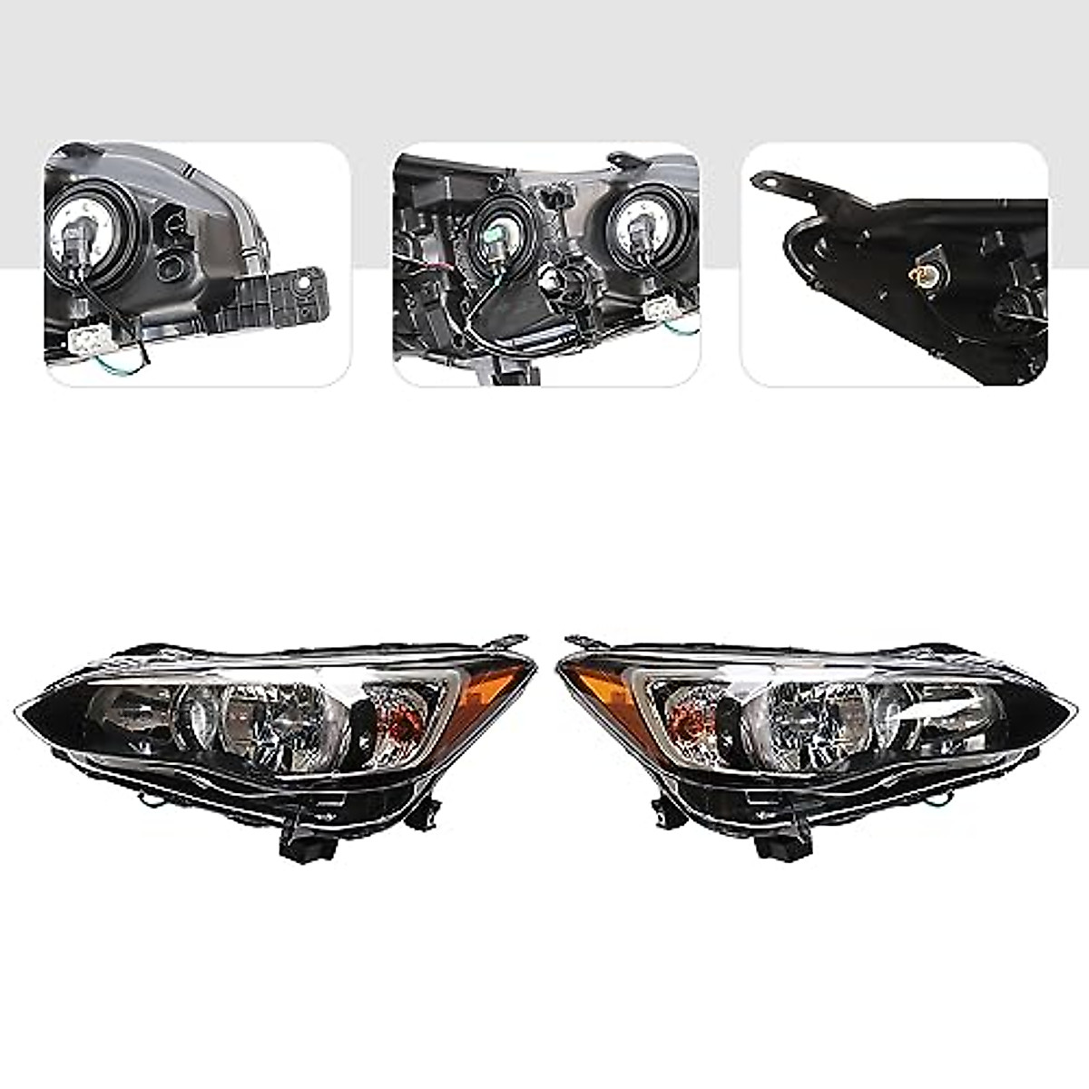 YUYANSHOP Halogen Headlight Assembly w/LED DRL Replacement for 2017 2018 2019 2020 Subaru Impreza/XV black Housing Projector 84001FL01A 84001FL00A (Driver + Passenger Side)