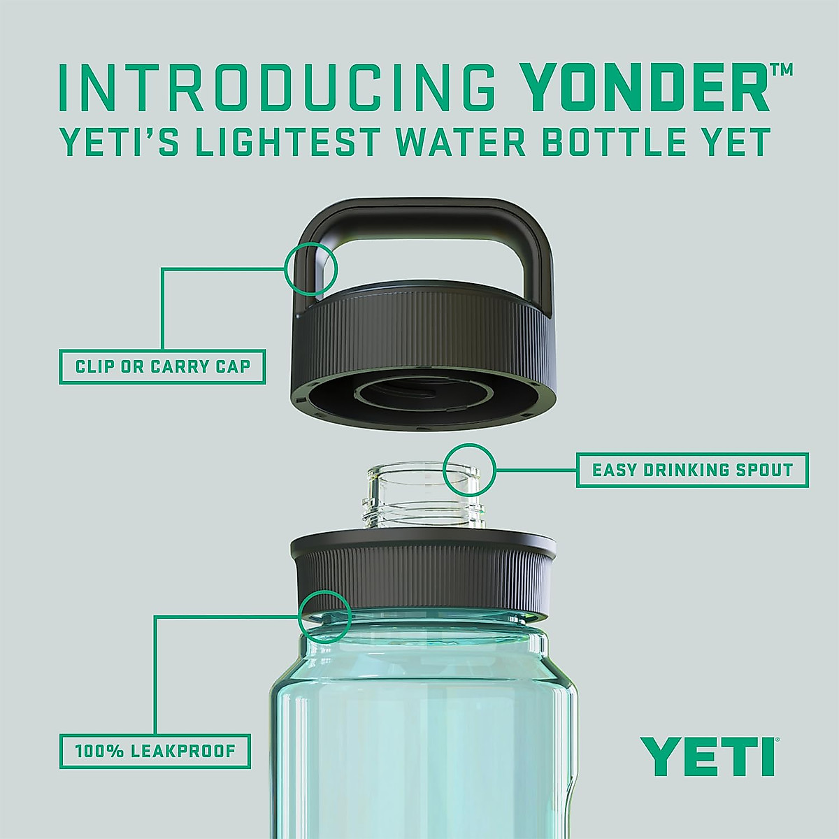 YETI Yonder 600 ml/20 oz Water Bottle with Yonder Chug Cap, Seafoam