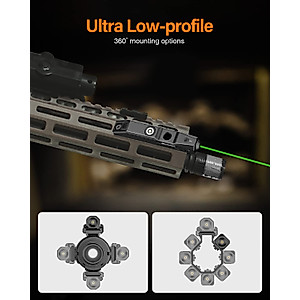TOUGHSOUL Rifle Green Blue Red Laser Sight Compatible with M-Lok Picatinny Rail, Rechargeable Low-Profile Tactical Rifle Laser Sight with Strobe Function