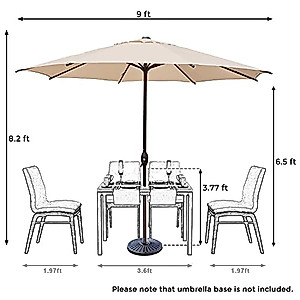 Abba Patio 9ft Patio Umbrella Outdoor Market Table Umbrella with Push Button Tilt and Crank for Garden, Lawn, Deck, Backyard & Pool, 8 Sturdy Ribs, Beige
