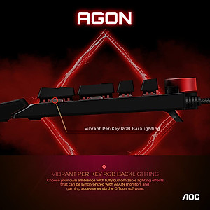 Agon Tournament-Grade RGB Gaming USB 2.0 Type-A Mechanical Keyboard, Cherry MX Blue Switches, NKRO, Dedicated Macro & Multimedia Buttons, Light FX Sync, G-Tools Software (AGK700)