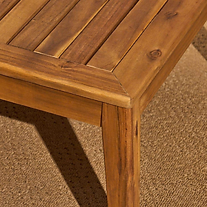 Christopher Knight Home Grenada Sectional Sofa Set | 5-Piece 3-Seater | Includes Coffee Table and Ottoman | Acacia Wood Frame | Water-Resistant Cushions | Teak and Red, Finish