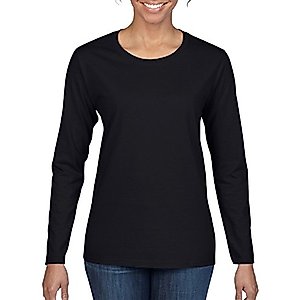Gildan Women's Heavy Cotton Long Sleeve T-Shirt, 2-Pack, Black, Large