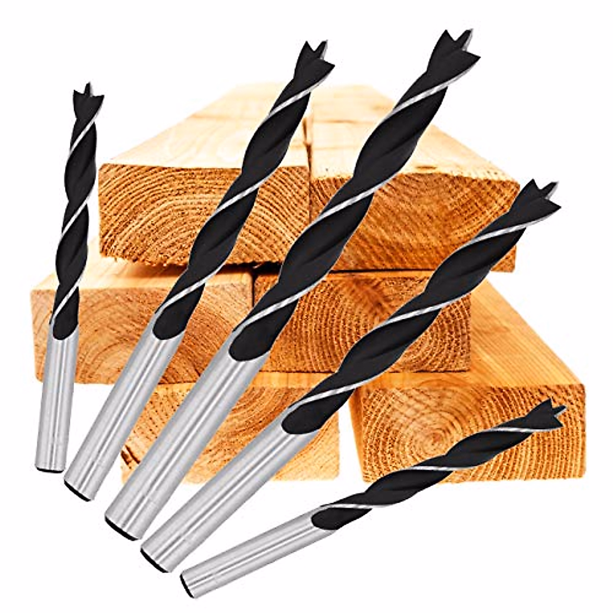 Brad Point Drill Bit Set 5/16 Inch 5Pcs Spur Point Stubby Woodworking Drill Bits