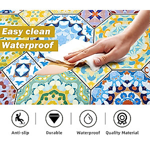 Boho Kitchen Rugs Anti Fatigue Kitchen Rugs and Mats Non Skid Washable Cushioned Kitchen Mats for Floor Bohemian Colorful Rugs for Sink Laundry Bathroom,Set of 2,17.3 X28+17.3 X 47 Inch, PVC