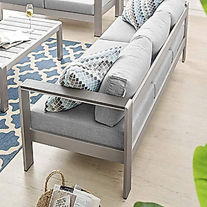 Modway Shore EEI-4228-SLV-GRYShore Sunbrella Patio Sofa in Silver Gray, 27.5 x 76.5 x 24.5