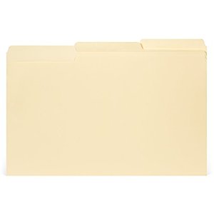 File Folder, 1/3 Cut Assorted Tab, Legal Size, Manila, Great for Organizing and Easy File Storage, 100 Per Box