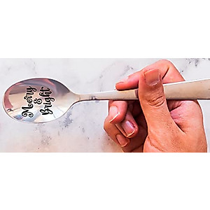 Merry & Bright | Gift For Christmas for Wife/Husband/Girlfriend/Boyfriend/Friends/Mom/Dad | Christmas Stocking Stuffer | Stainless Steel Engraved 7 inches Teaspoon