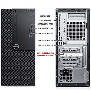Dell OptiPlex 3060 Tower Computers PC,Desktop Computers Windows 11,Intel Hexa Core i5-8500 3.0GHz,32GB DDR4 Ram New 1TB M.2 NVMe SSD,Intel AX200 Built WIFI 6 Bluetooth 5.2,Refurbished Desktop(Renewed)