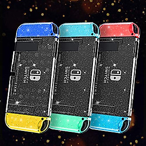 DLseego Dockable Crystal Case for Nintendo Switch, Glitter Bling Cover with Shock-Absorption and Anti-Scratch Design Protective Case - Crystal Glitter