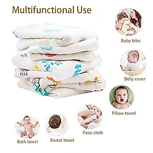Baby Burp Cloths Muslin Washcloths 6Pack - Muslin Burp Cloths Hanky Large 20''x10'' Extra Soft Absorbent Baby Burp Rags for Newborn 100% Cotton for Boys Girls Gift 6 Layers Machine Washable