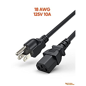 CableCreation [2-Pack 1 Feet 18 AWG Universal Power Cord for NEMA 5-15P to IEC320C13 Cable, 0.3M / Black