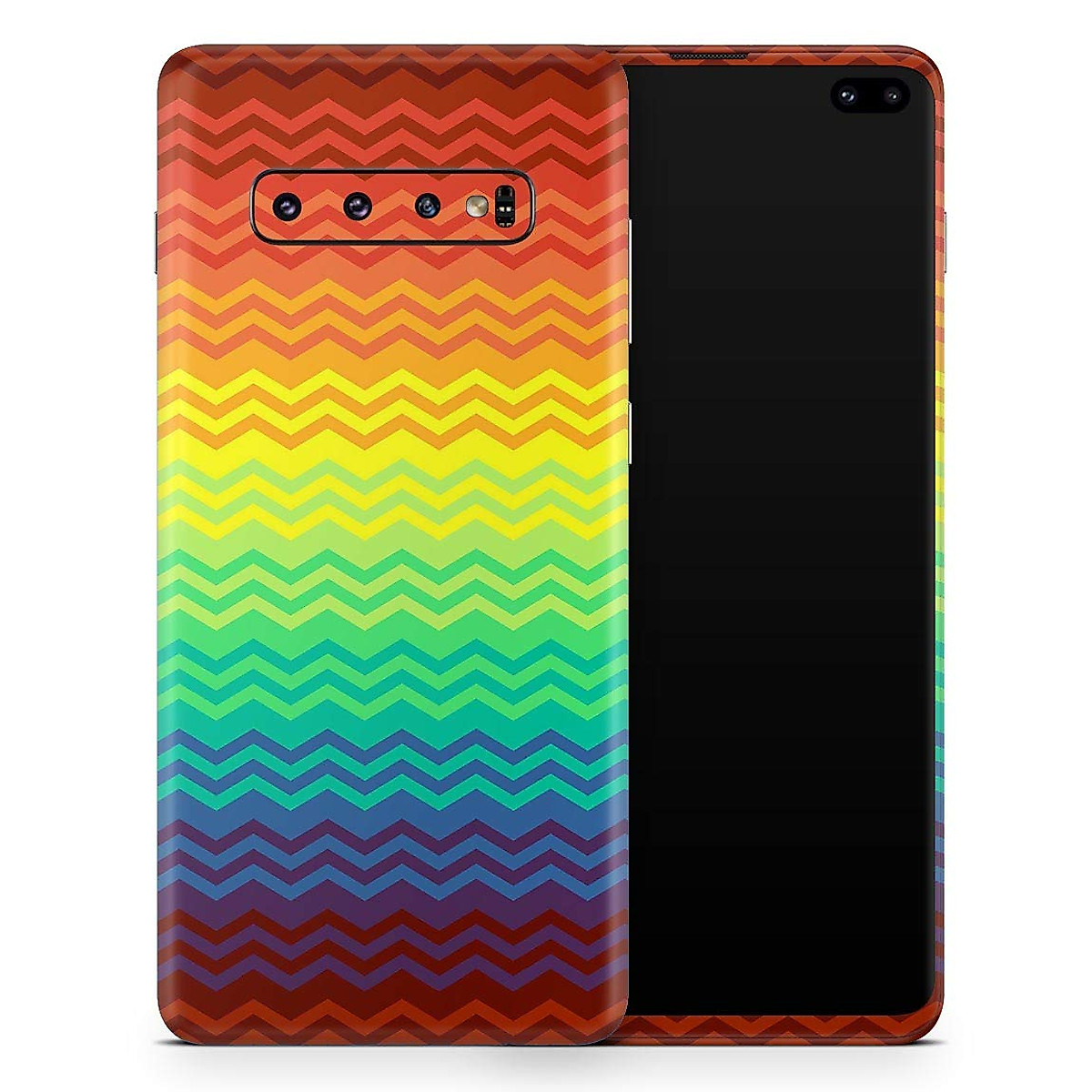DesignSkinz Rainbow Thin Lined Chevron Pattern Protective Vinyl Decal Wrap Skin Cover Compatible with The Samsung Galaxy S20 (Screen Trim & Back Glass Skin)