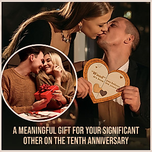 STOFINITY 10 Year Anniversary Wood Gifts for Her Him - 10th Wedding Gifts Anniversary for Husband Wife, Anniversary for Married Couple, Wood Heart Plaque Decoration Ideas