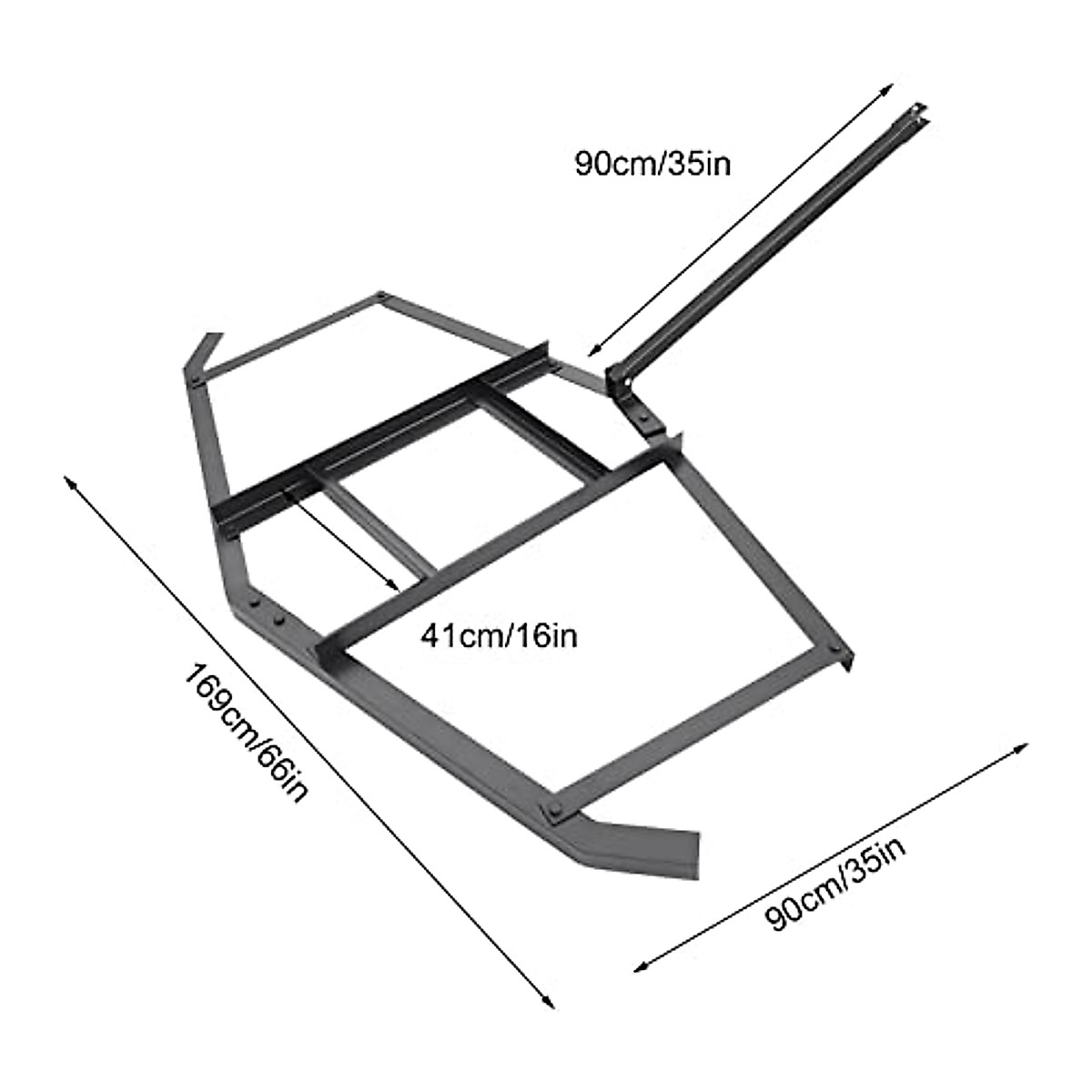 66" Tow Behind Drag Harrow Driveway Tractor Harrow Garden Lawn Tractors with 2 Adjustable Bars Heavy Duty Steel, Driveway Grader for ATV, UTV