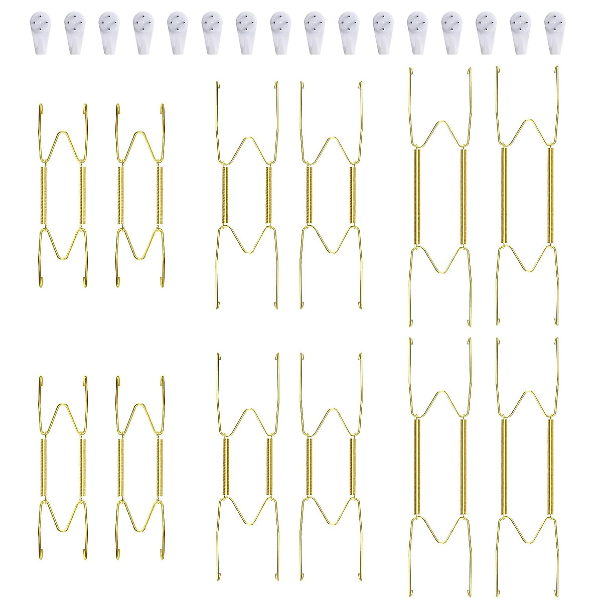 Fasunry 12 Pack Plate Hangers, 6 8 10 Inch Wall Plate Hangers and 16 Pack Wall Hooks, Compatible 6 to 10.5 Inch Decorative Plates, Antique China, Antique Plates and Arts