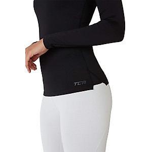 TCA Super Thermal Long Sleeve Women Running, Ski Base Layer - Compression Shirts Woman, Long Sleeve Workout Tops for Women - Black Rock, Small