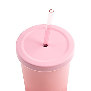 Manna Chilly Double-wall Vacuum Insulated Stainless Steel Tumbler with Splash-proof Lid and Reusable Tritan Straw - 24 Oz - Red Ombre