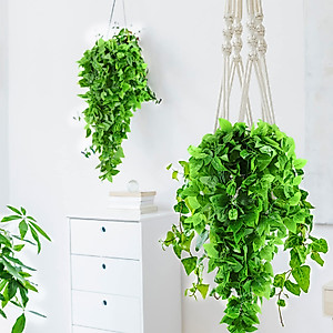 4 Pieces Artificial Ivy Green Vine Fake Ivy Leaves Hanging Decor Fake Vine Leaves Garland Artificial Hanging Plants Leaf Plant Garland Realistic Hanging Plants Decor for Home Garden Decor, 3.6 Feet