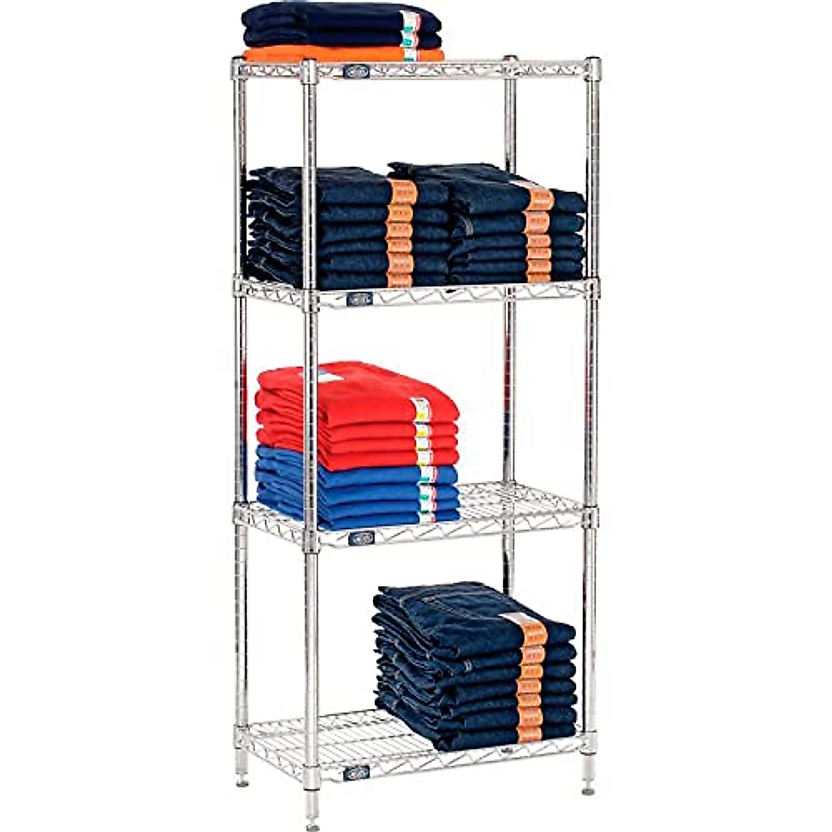 Nexel 14" x 30" x 63", 4 Tier Adjustable Wire Shelving Unit, NSF Listed Commercial Storage Rack, Chrome Finish, leveling feet