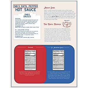 Zab's Original and St. Augustine Style Hot Sauce 2-Pack Bundle, Classic Hot Sauce Set, Signature Slow Burn from Rare Datil Peppers, Gift for Hot Sauce Lovers, Food Lovers and Home Cooks, GF/Vegan, Made in USA, (6 Fl. Oz., 2 count with Vintage Design Kraft