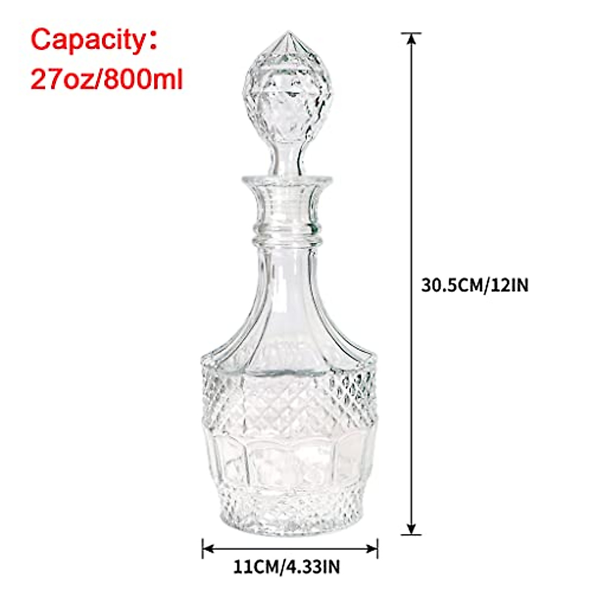MDLUU Liquor Decanter, Glass Decanter Bottle with Airtight Stopper, Wiskey Vodka Bourbon Decanter for Gift, Home, Bar, Party Decor, 27oz/800ml