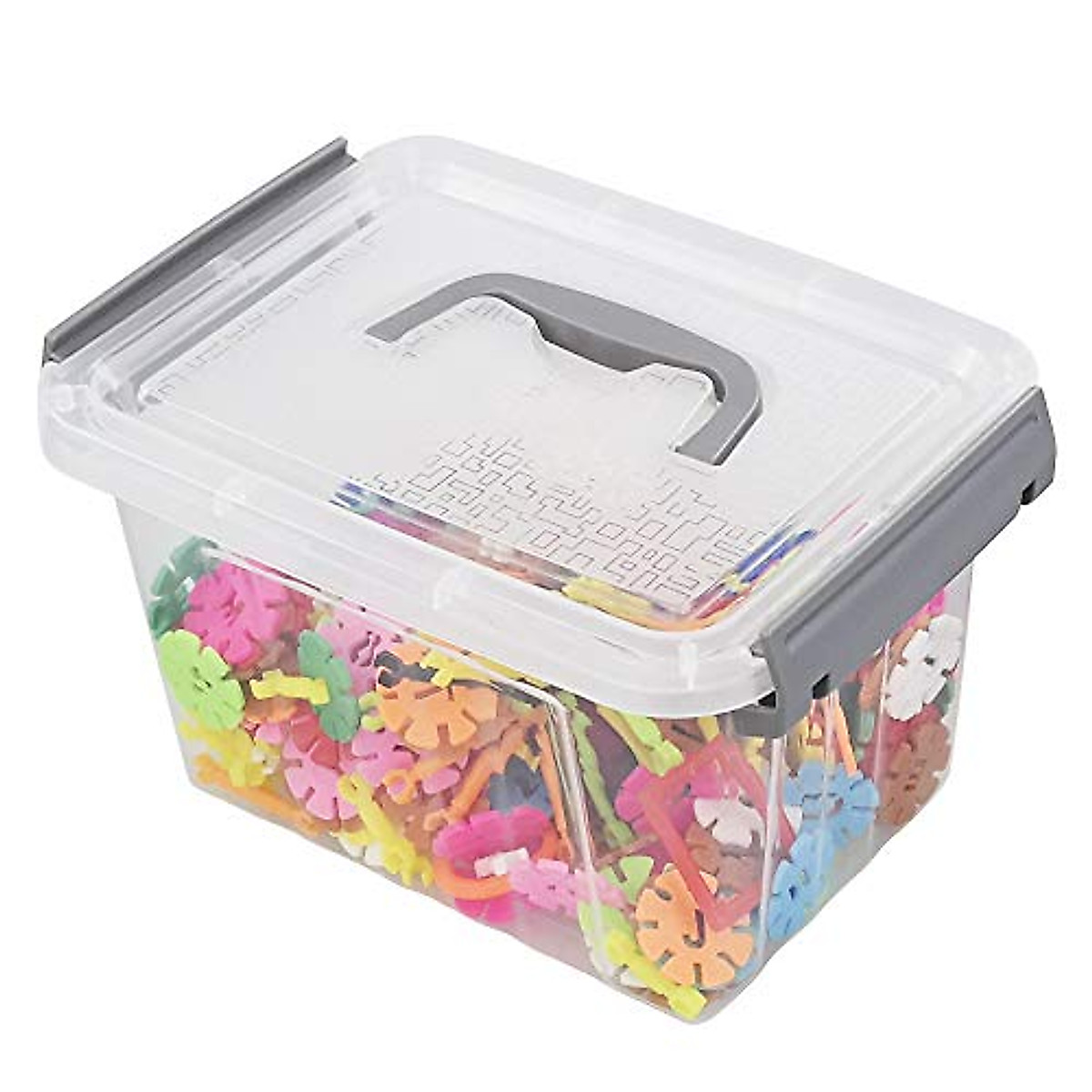 Vababa 6-Pack 3 L Clear Plastic Latch Storage Boxes with Gray Lids