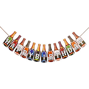 Dalaber Colorful Happy Birthday Banner, Bottle Shape, Birthday Party Decoration, Funny Birthday Party Decoration for Adults